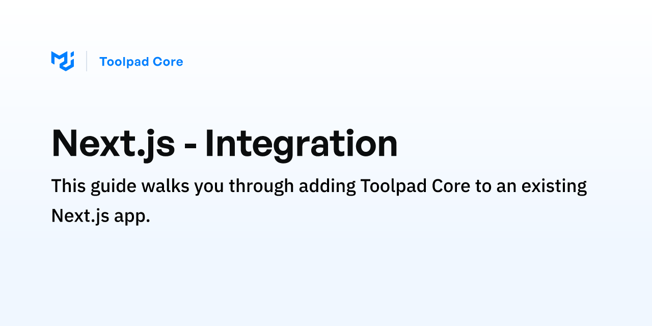 Next.js - Integration - Toolpad Core